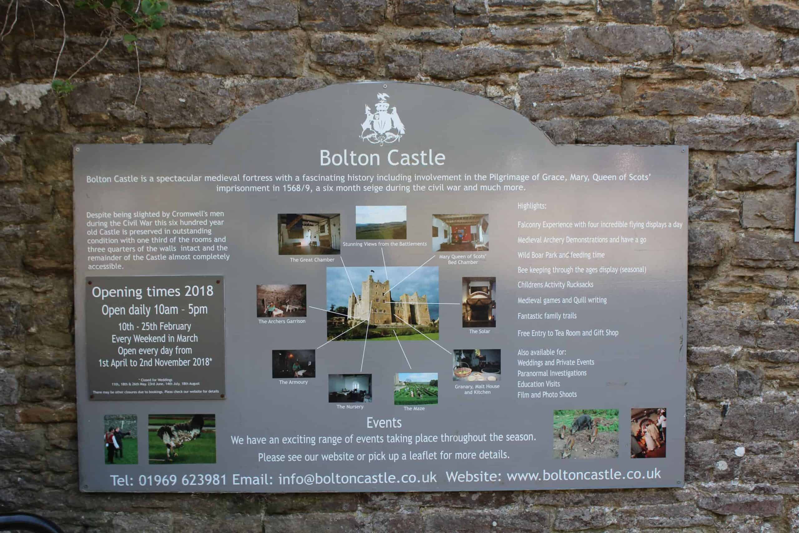 Bolton Castle in Wensleydale, family days out, falconry and weddings